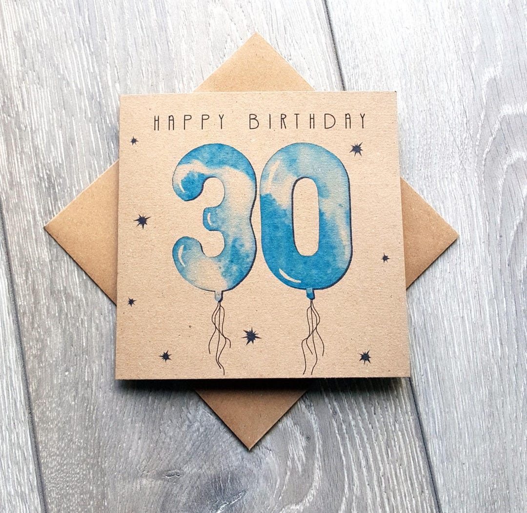 30th Birthday Card With Balloons, Simple Unique Aged 30 Years Happy ...