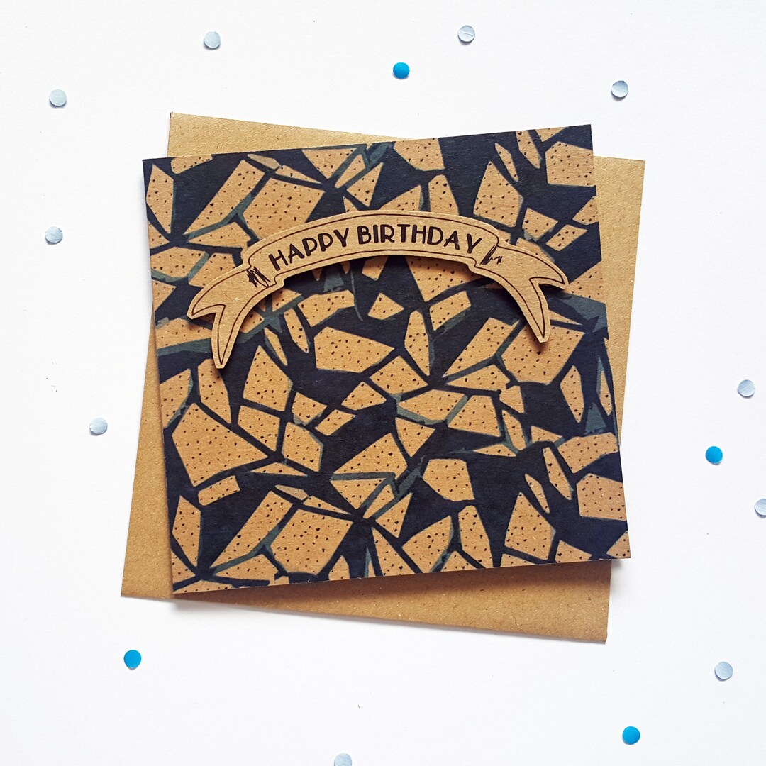Geometric Happy Birthday Card With Pattern & 3D Banner - Etsy