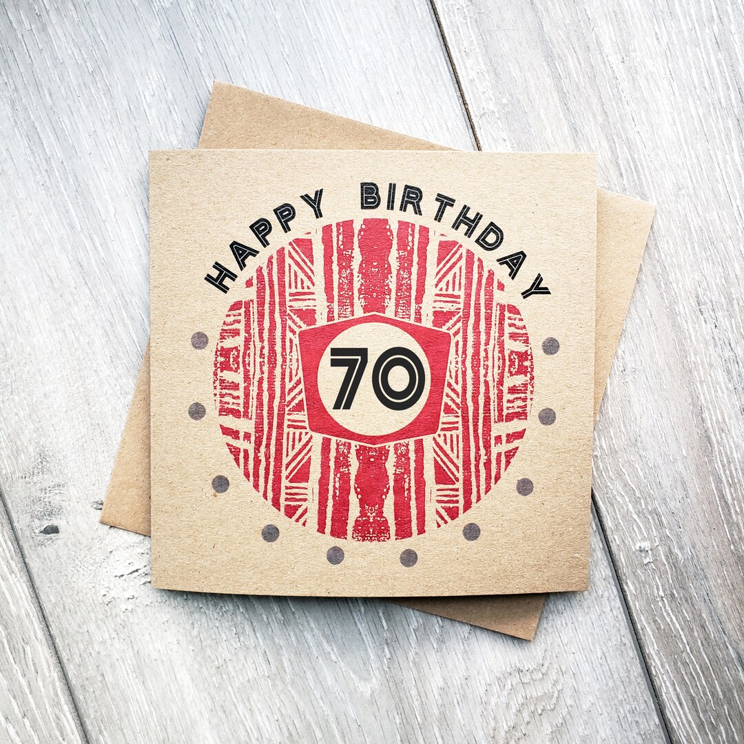 70th Happy Birthday Card With Pink Pattern, Modern Cards From Unique ...