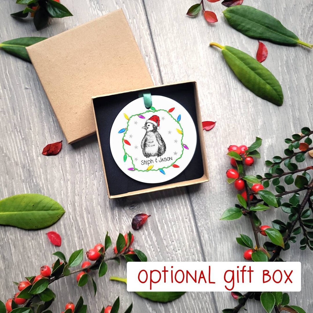 Personalised Penguin Tree Decoration Ceramic. Christmas Hanging ...