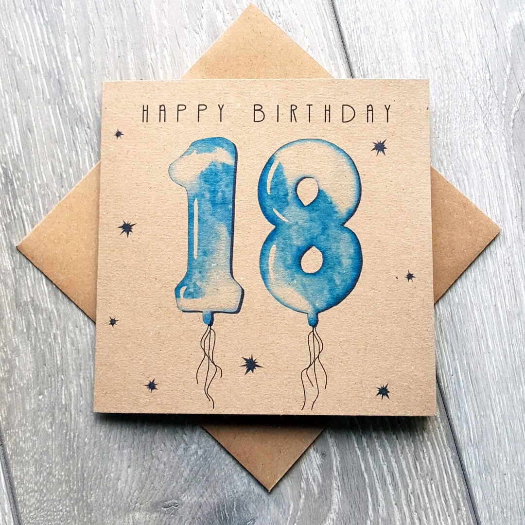 18th Birthday Card With Balloons, Simple Unique Aged 18 Years Happy ...