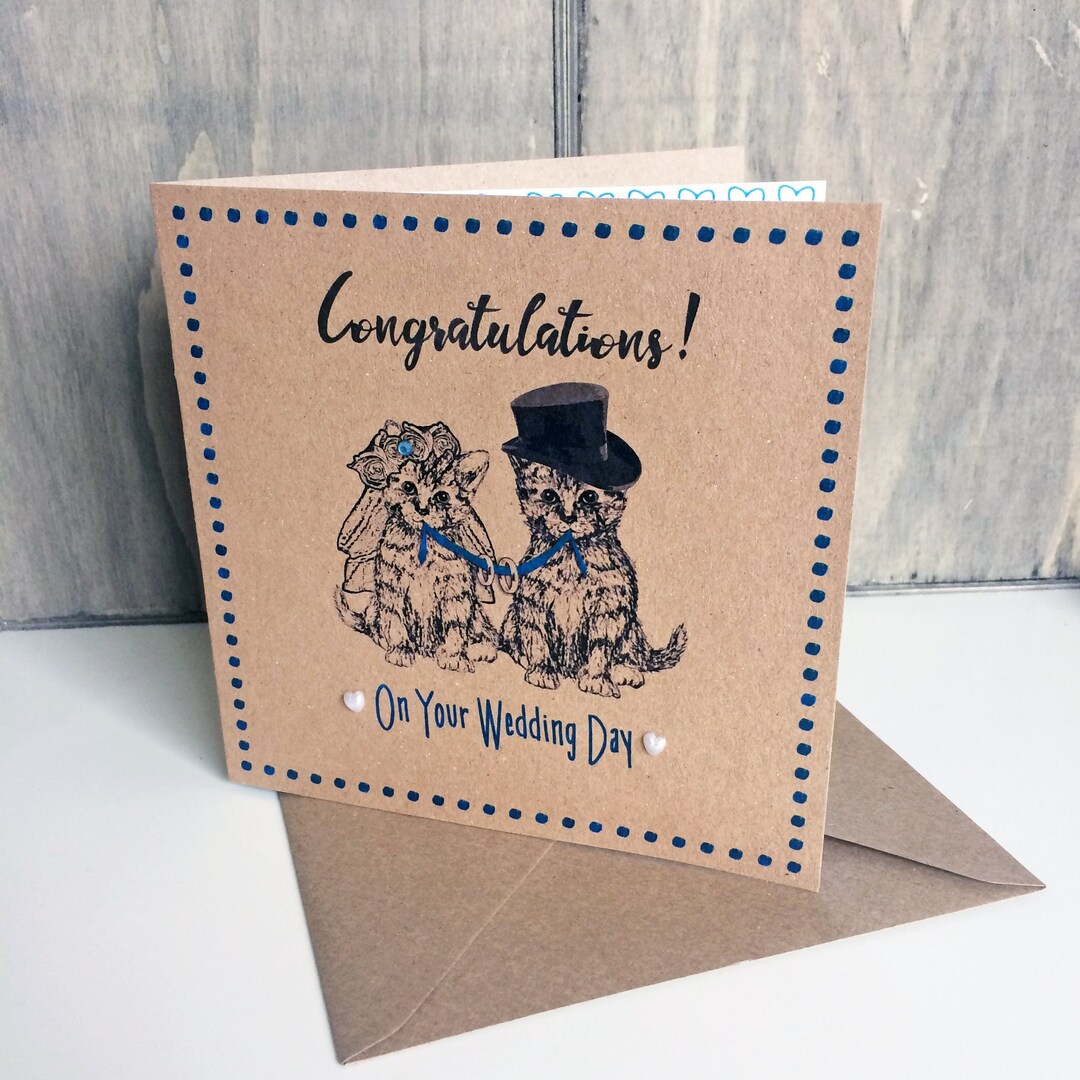 Cat Wedding Card Bride & Groom, Congratulations With Kitten ...
