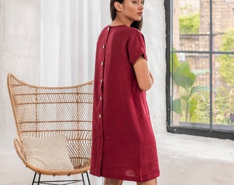 Red Linen Dress - Etsy