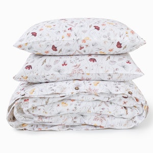 Linen Bedding Set in Meadow Print (3 Pcs), Linen Comforter Set, Bedding ...