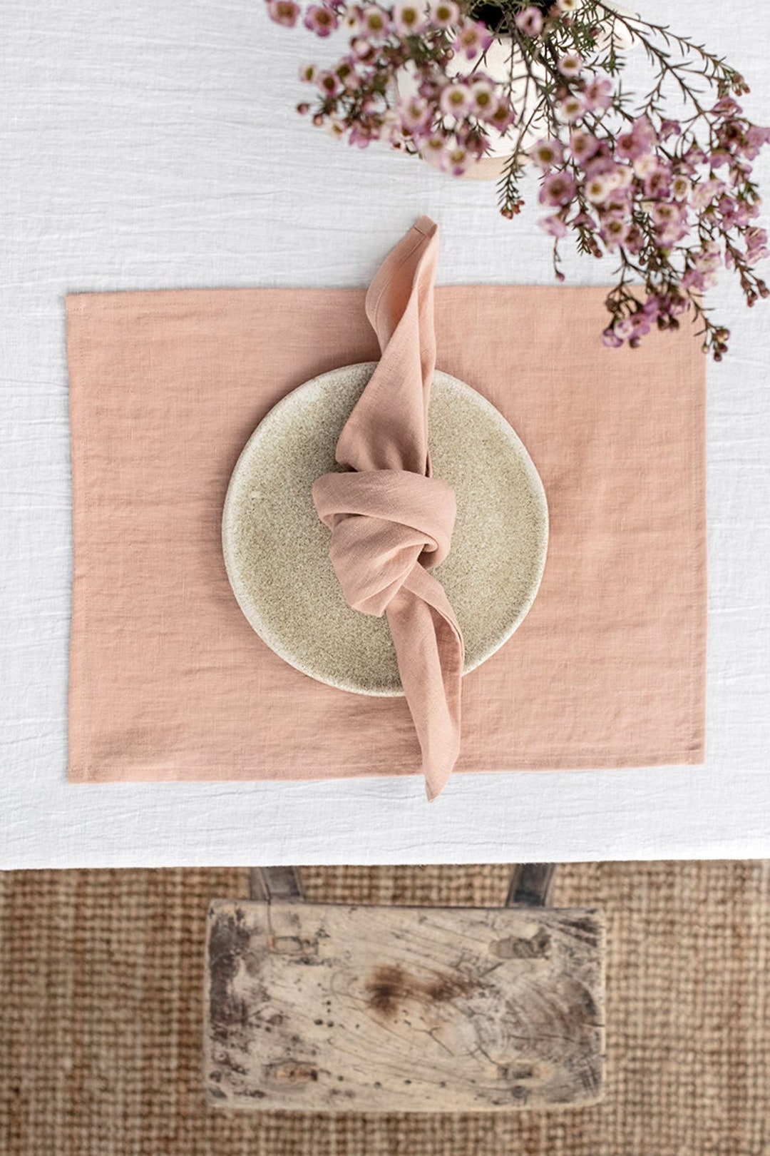 Peach Linen Napkin Set of 2 | Handmade, Stone Washed Linen Napkin Set ...