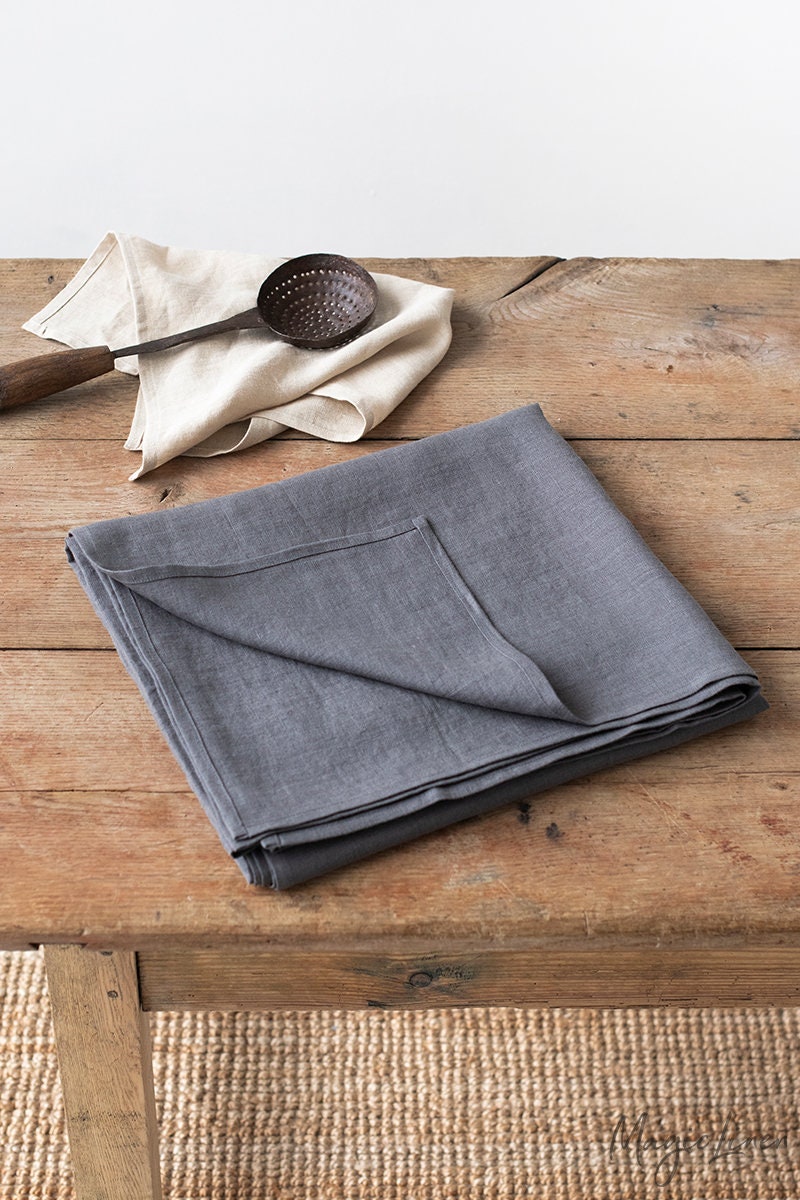 Charcoal Gray Linen Tablecloth. Round Square Rectangular - Etsy