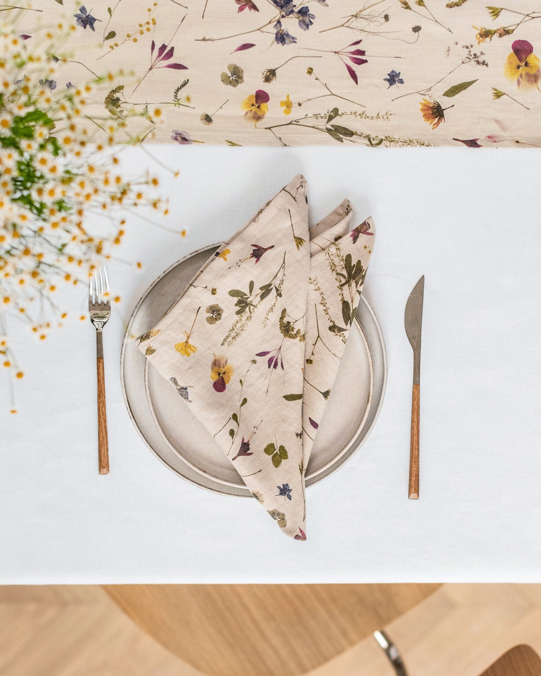 Botanical Print Linen Napkins (set of 2) | Cloth Napkins Flower Print ...
