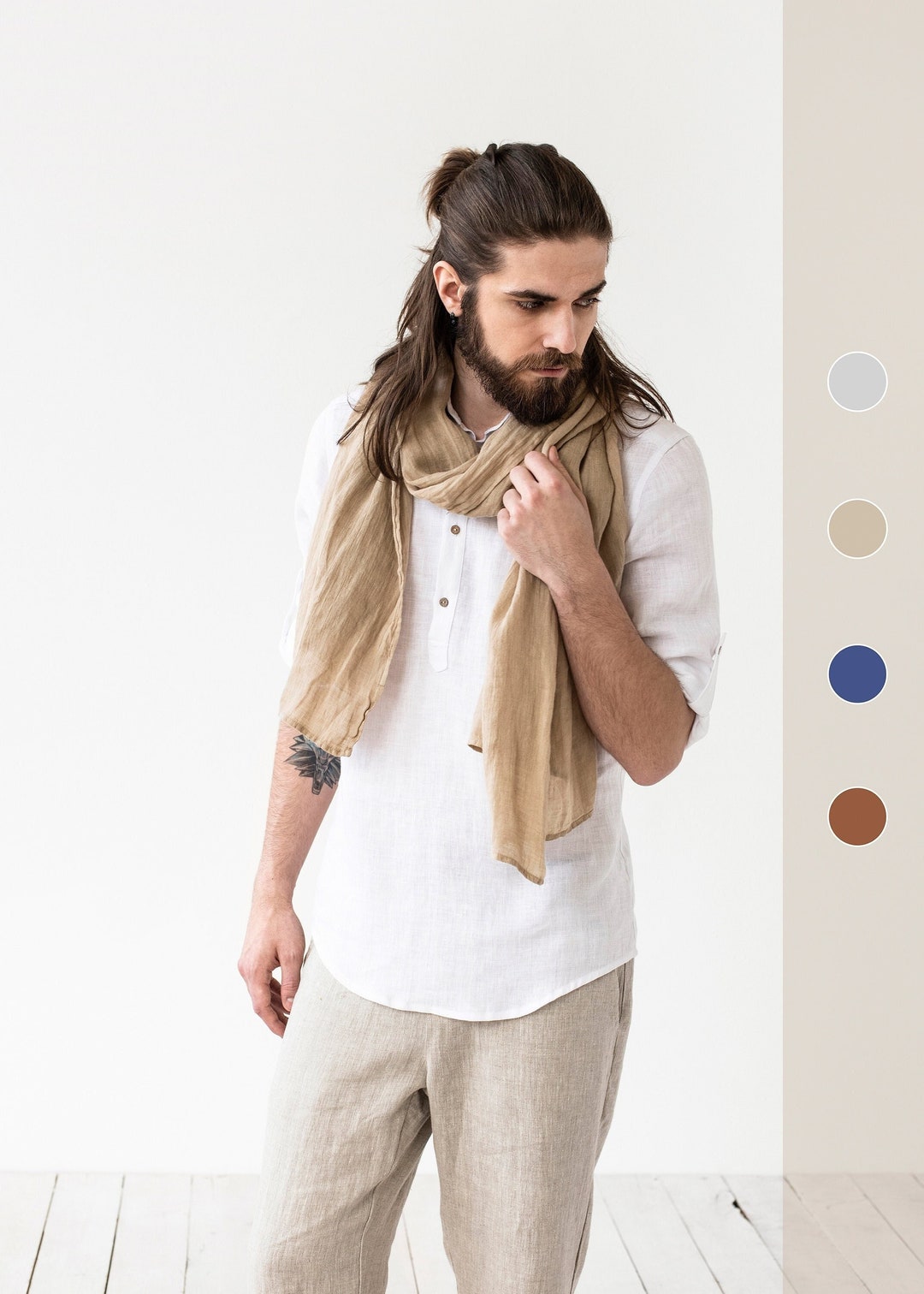 Men's Linen Scarf. Lightweight Linen Scarf for Men. Stylish Linen ...