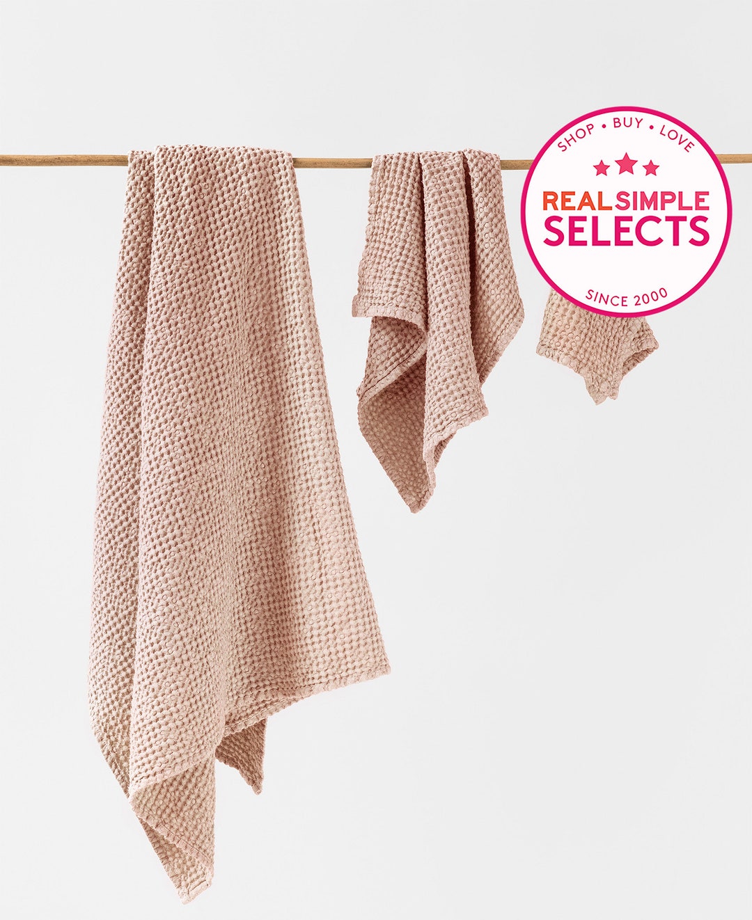 Peach Linen Waffle Towel SET: Hand, Face, Body Linen Towels Pink Linen ...