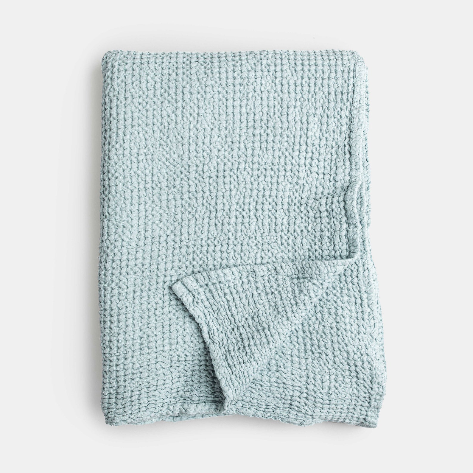 Linen Throw in Dusty Blue Waffle Pattern. Linen Throw - Etsy