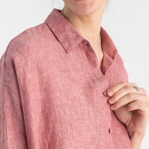 Linen Shirt HANA. Pink Linen Shirt. Button Up, Lightweight Linen Shirt ...