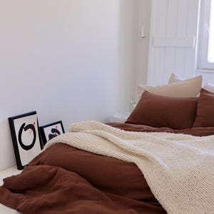Chocolate Brown Linen Duvet Cover Set – 3 Piece Queen King Bedding ...