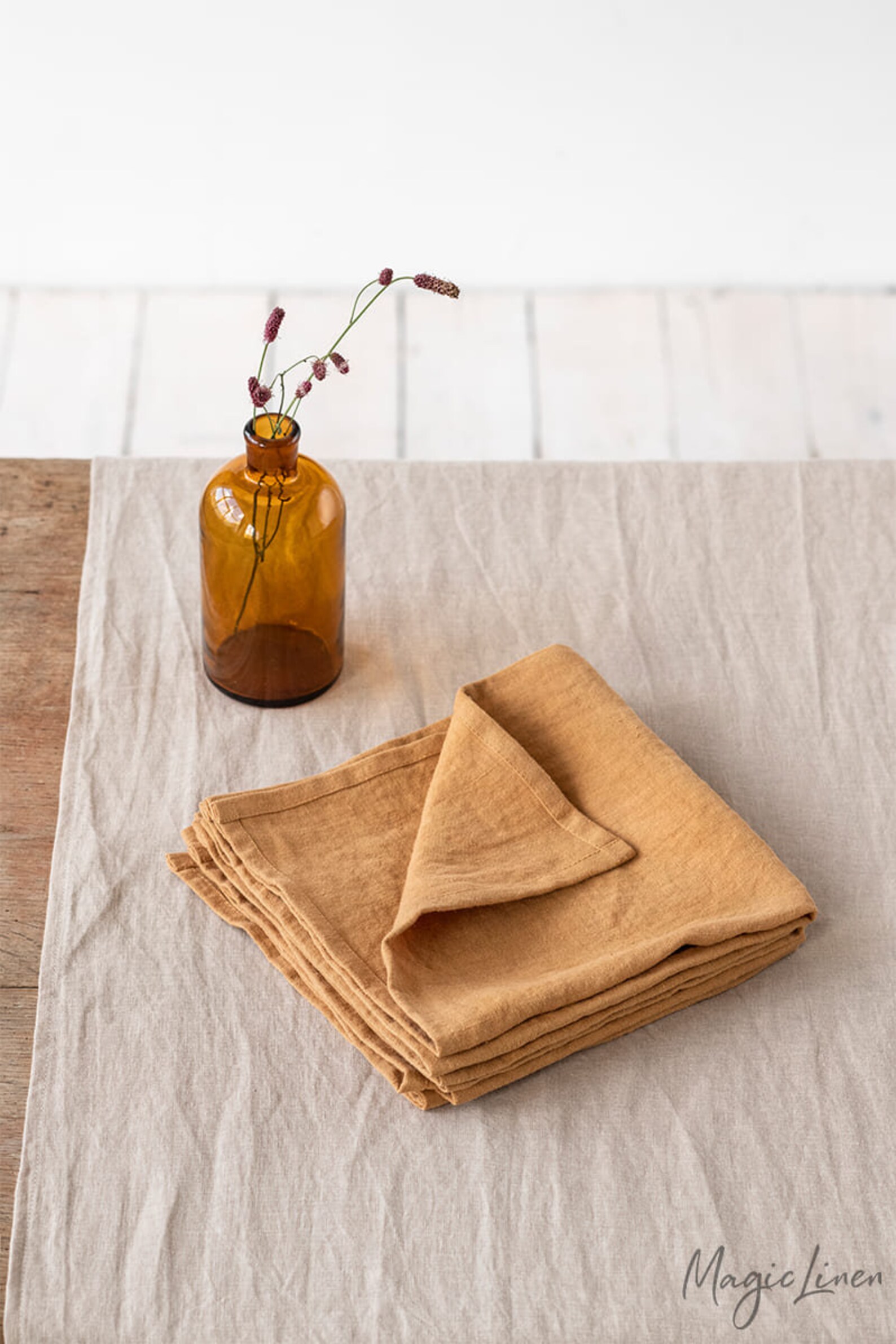 Linen Napkin Set of 2 in Tan Color. Handmade Stone Washed | Etsy