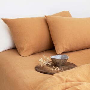 Linen Bedding Set in Tan / Duvet Cover Set Queen, King / 3 Piece Washed ...
