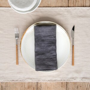 Charcoal Gray (dark Gray) Linen Napkins. Handmade, Stone Washed Linen ...