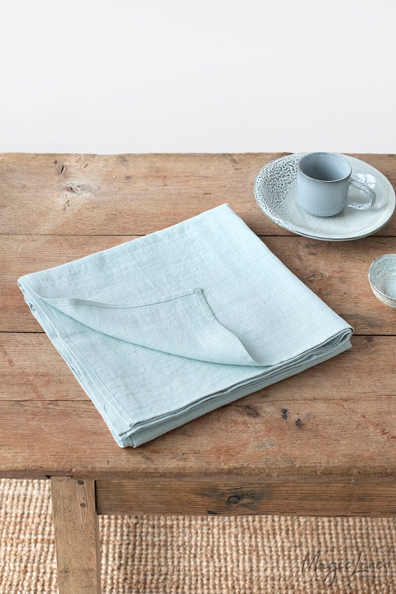 Dusty Blue Linen Tablecloth. Round Square Rectangular Table - Etsy