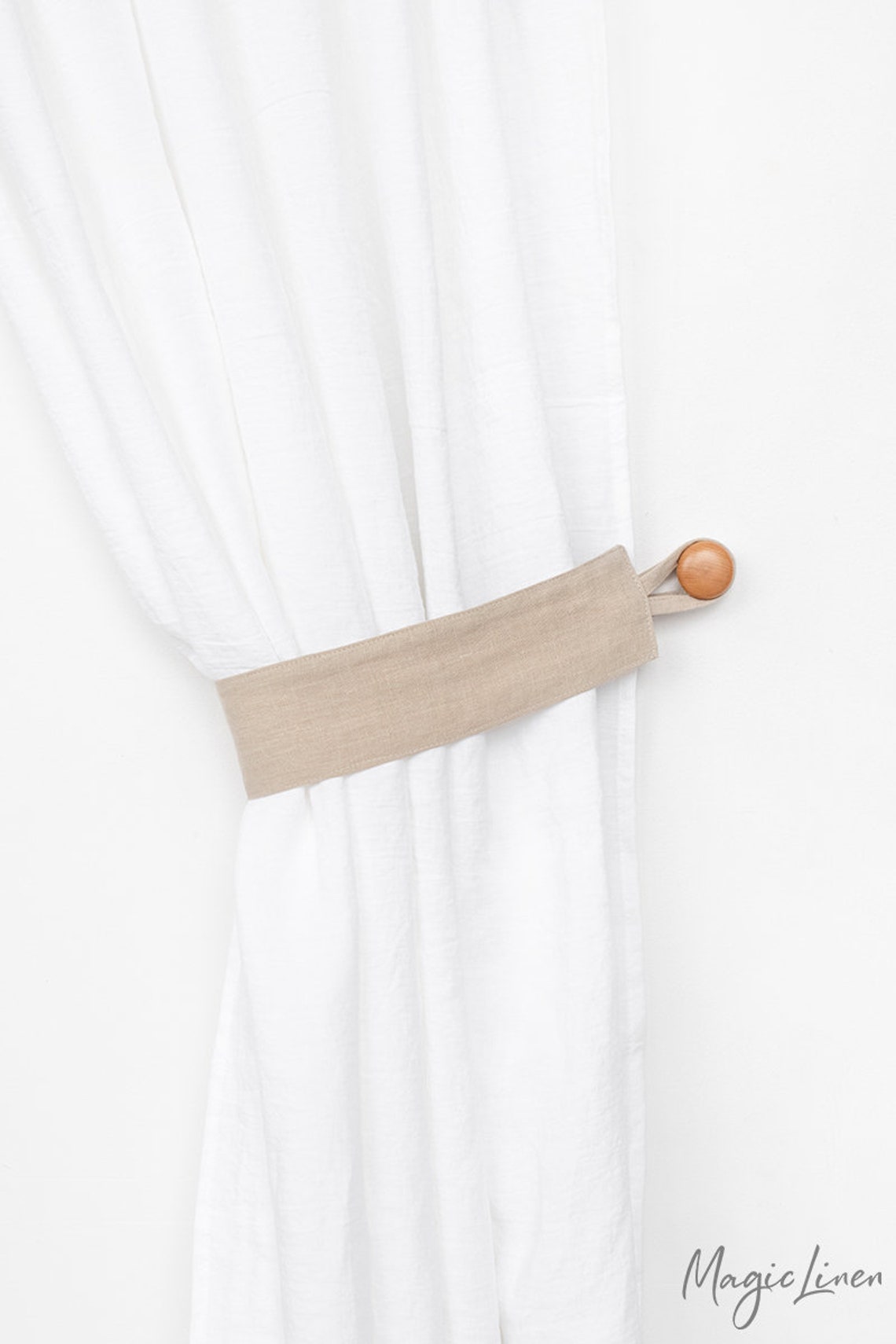 Linen Curtain Tie Backs Set of 2 / Curtain Holdback / Window | Etsy