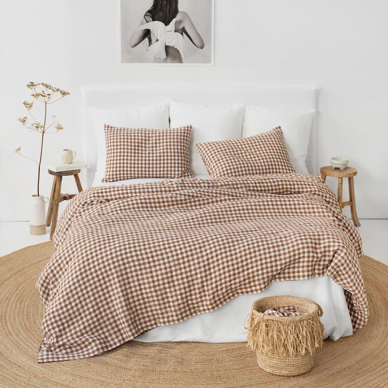 Brown Check Duvet Cover - Etsy