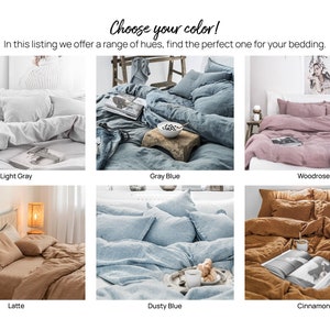 Dusty Blue Linen Duvet Cover Set – 3 Piece Queen King Bedding ...