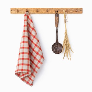 Linen Tea Towel in Red Gingham. Kitchen Dish Towel. 100% Linen. Gift ...