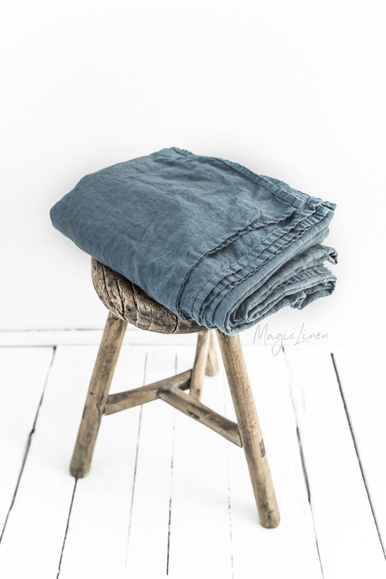 Linen Sheet Set in Gray Blue. Fitted Sheet Flat Sheet 2 - Etsy