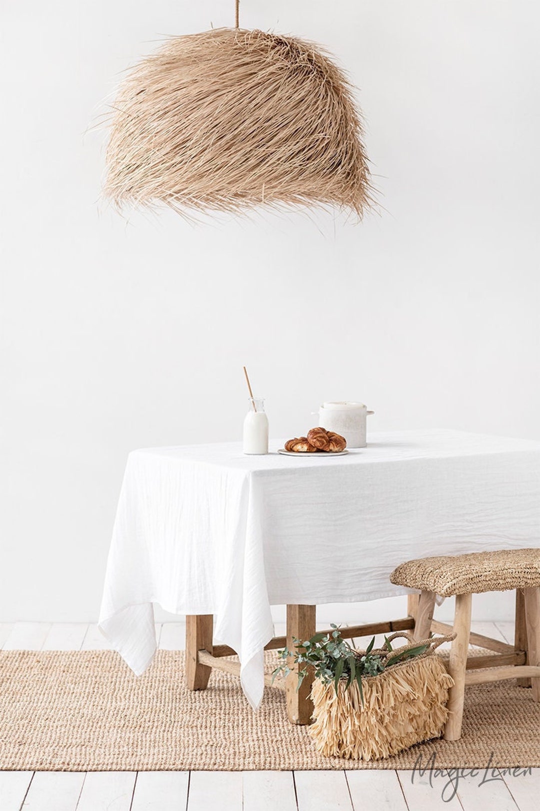 White Linen Tablecloth – Solid Crisp White – Round, Square, Rectangular ...