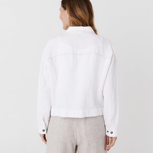 Heavyweight Linen Jacket LEURA, Denim Style Linen Jacket for Women ...