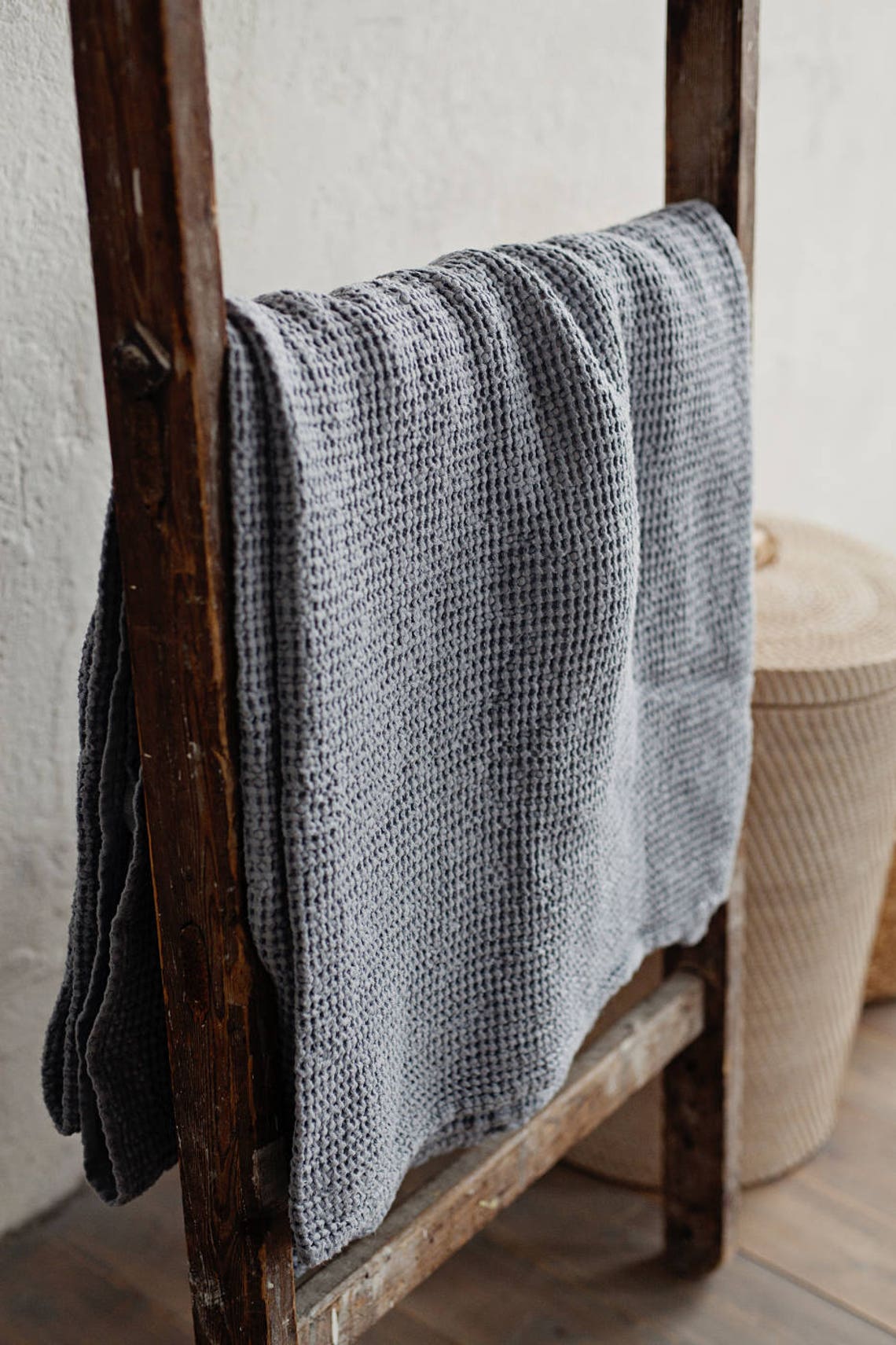 Waffle Linen Blanket in Light Gray. Linen Throw Blanket. Gray - Etsy