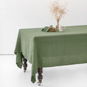 Linen Tablecloth in Forest Green/ Round, Square Table Linens / Green ...