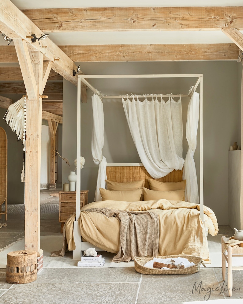 Linen Bedding Set in Sandy Beige Honeycomb / King Queen - Etsy