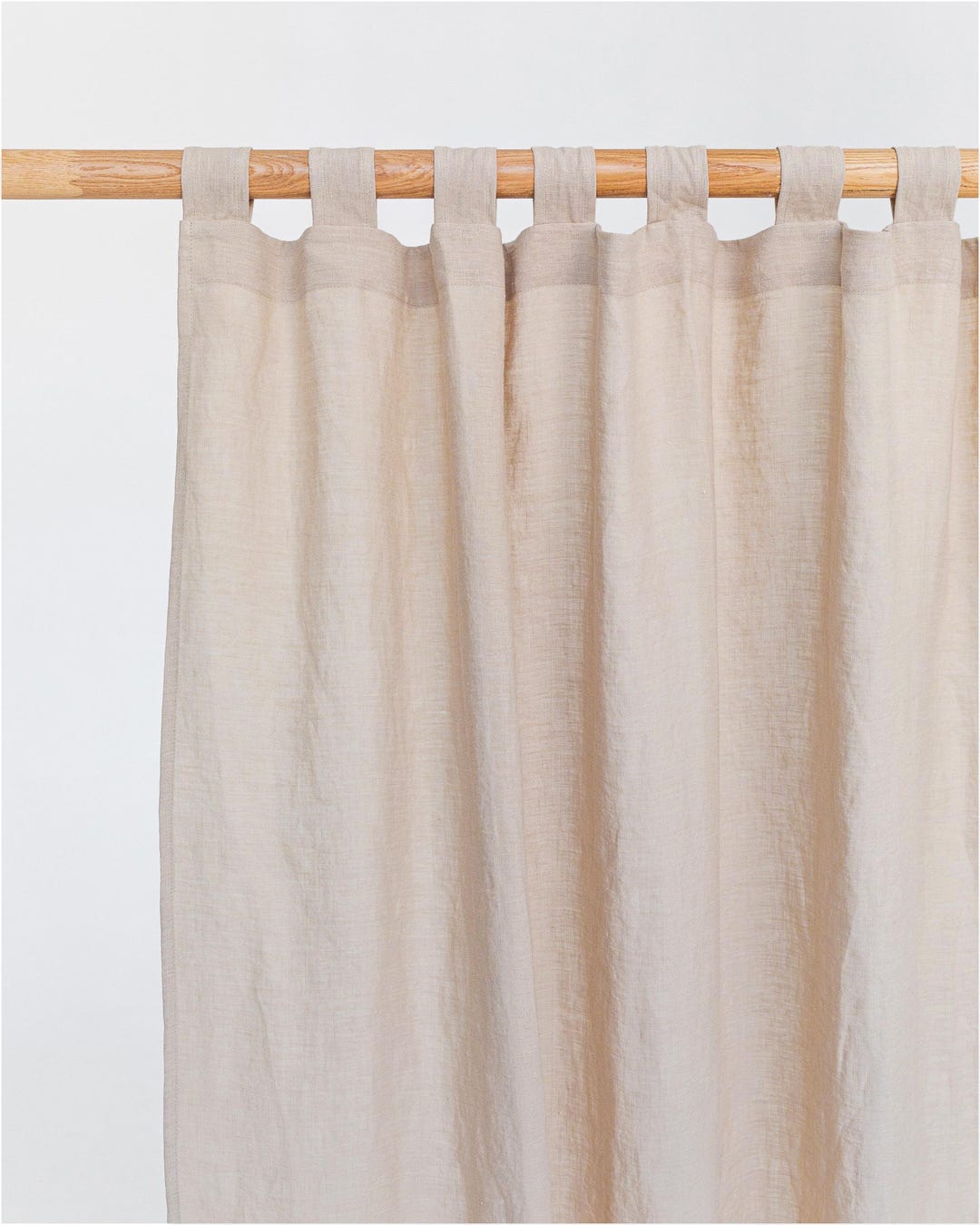 Natural Linen Curtain Panel – Soft Tab Top Semi Sheer Drapes for Living ...