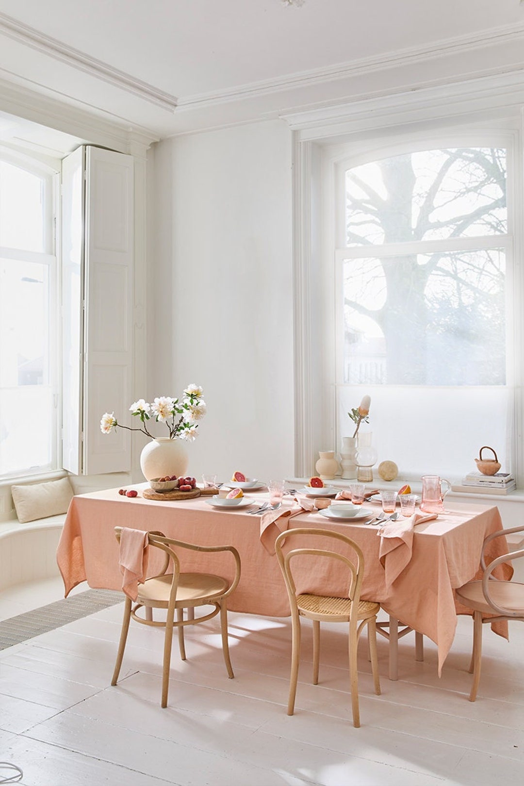 Peach Linen Tablecloth Round Square Rectangular Table - Etsy