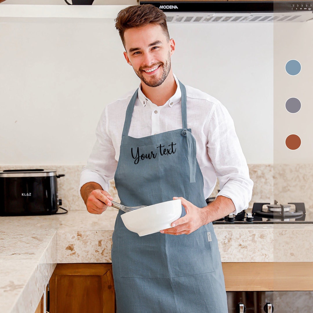 Personalized Apron for Men. Embroidered Mens Linen Apron. Monogrammed ...