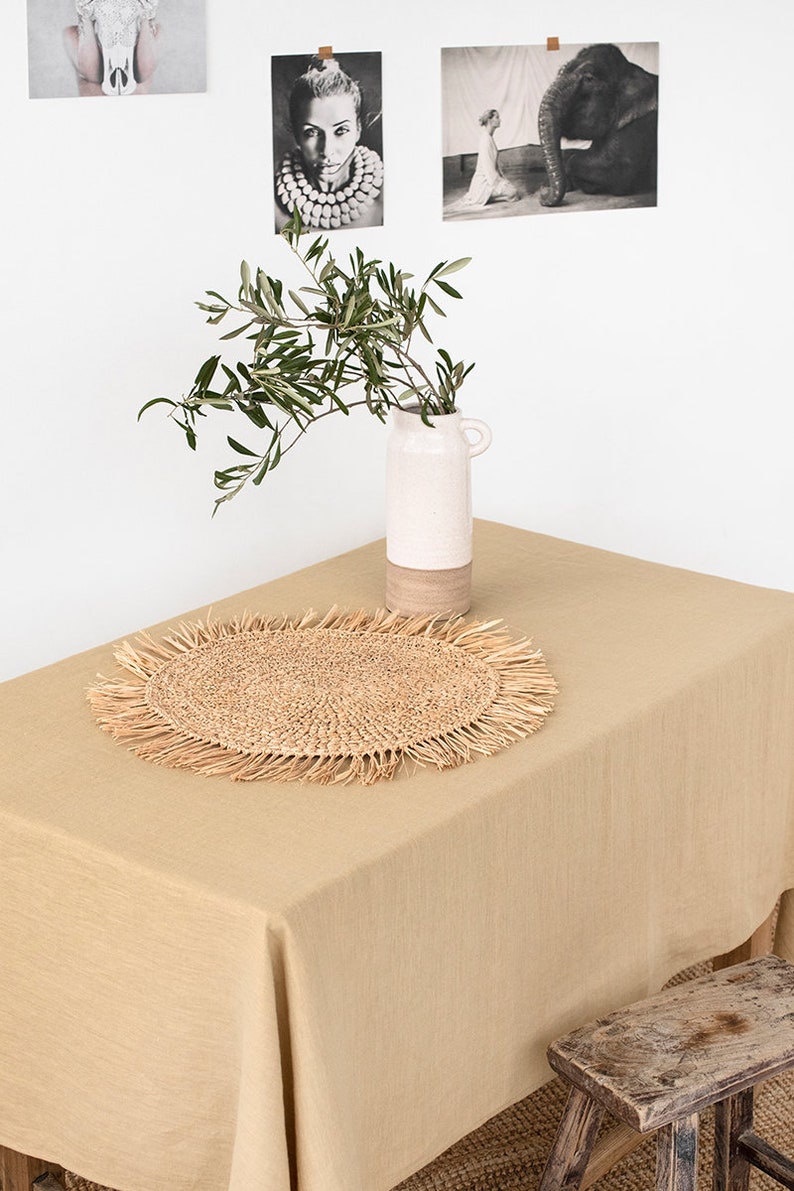 Sandy Beige Linen Tablecloth Round Square Rectangular - Etsy