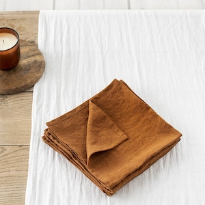 Cinnamon Linen Napkin Set of 2. Handmade, Stone Washed Linen Napkin Set ...