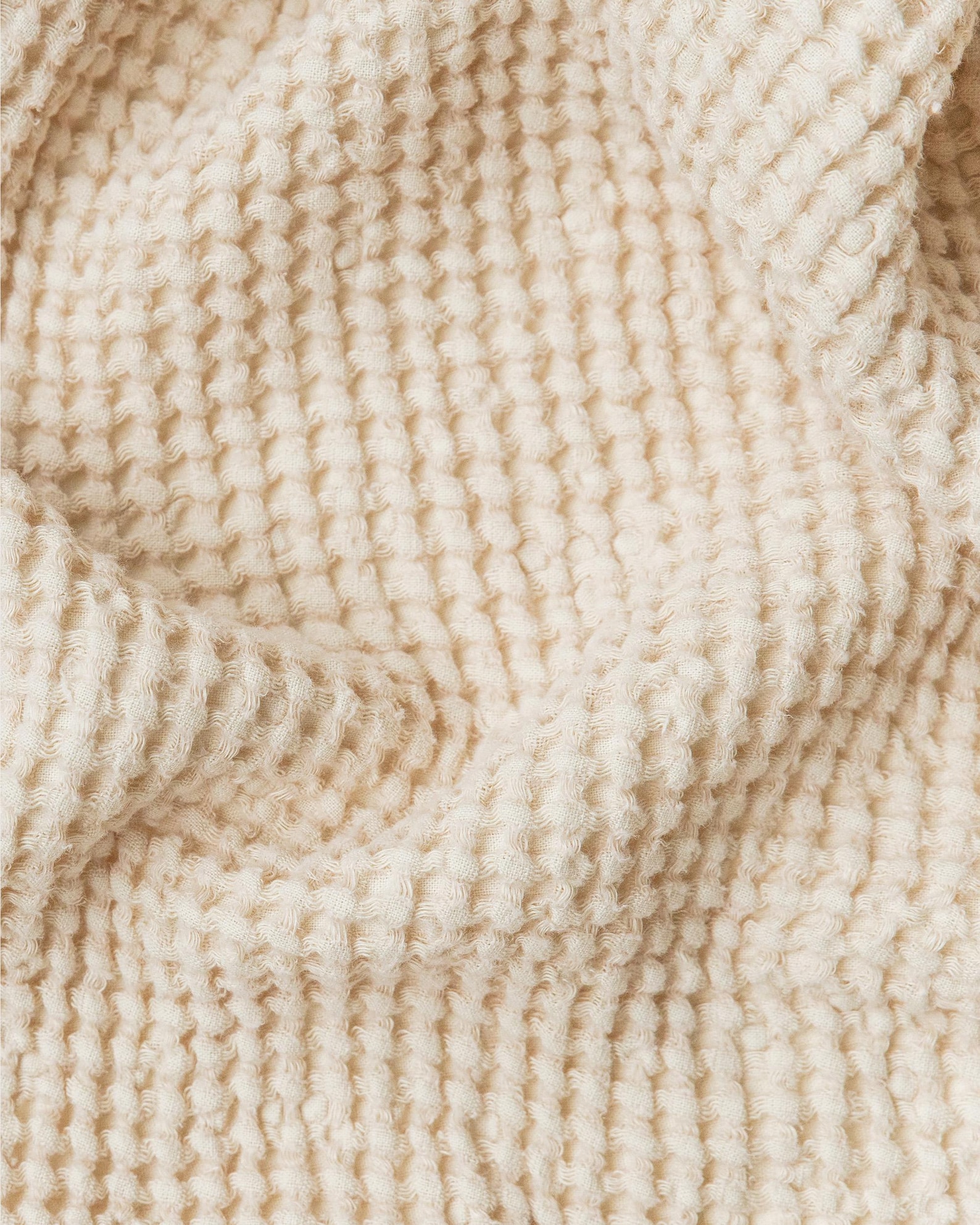 Vanilla Waffle Linen Blanket – Soft Neutral Bed Throw for Queen or King ...