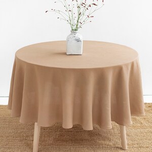 Round Linen Tablecloth in Natural Gingham. Checkered Tablecloth. Indoor ...