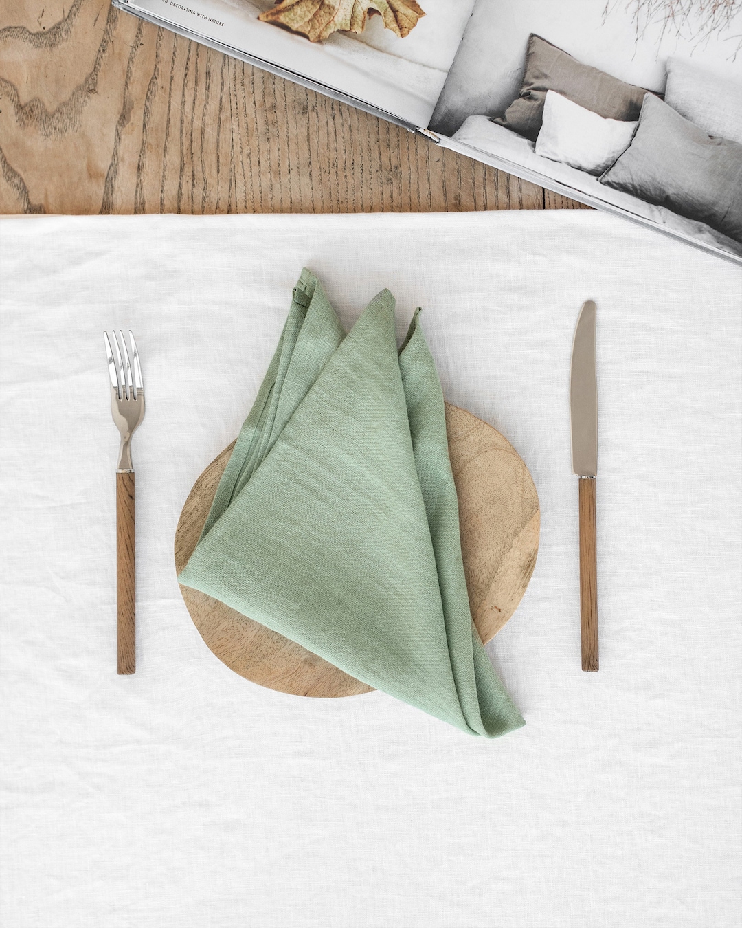 Linen Napkins in Matcha Green | Green Napkins | Linen Napkins Set ...
