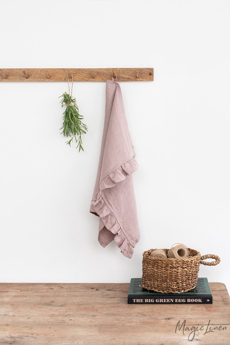 Ruffled Linen Tea Towel. Various Colors Available. Handmade - Etsy