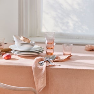 Peach Linen Tablecloth | Round, Square, Rectangular Table Linens ...