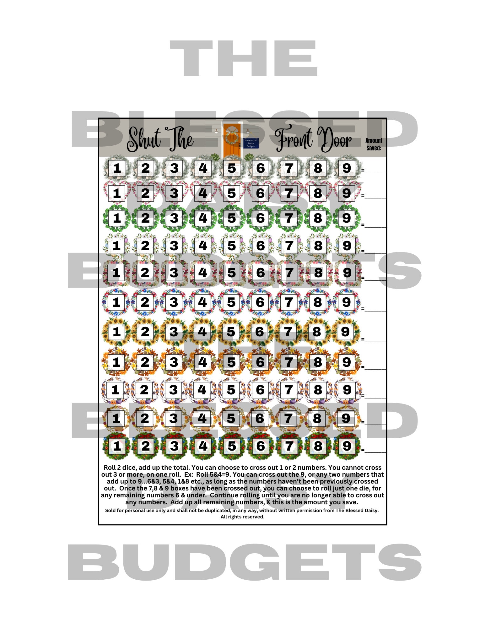 Shut the Box Savings Savings Challenge Game Shut the Front Door Shut ...