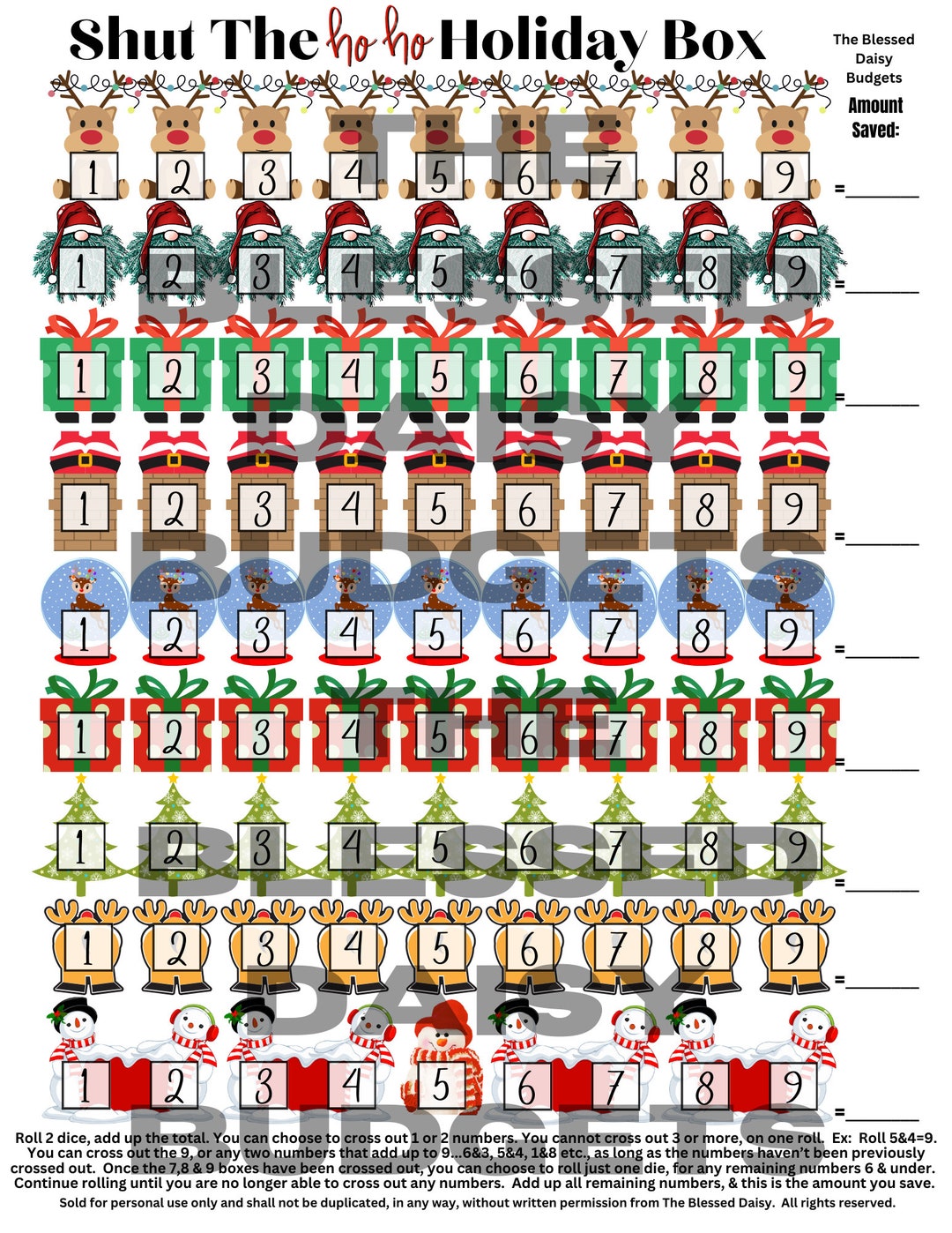 Shut the Box Savings | Savings Challenge Game | Shut Your Ho Ho Holiday ...