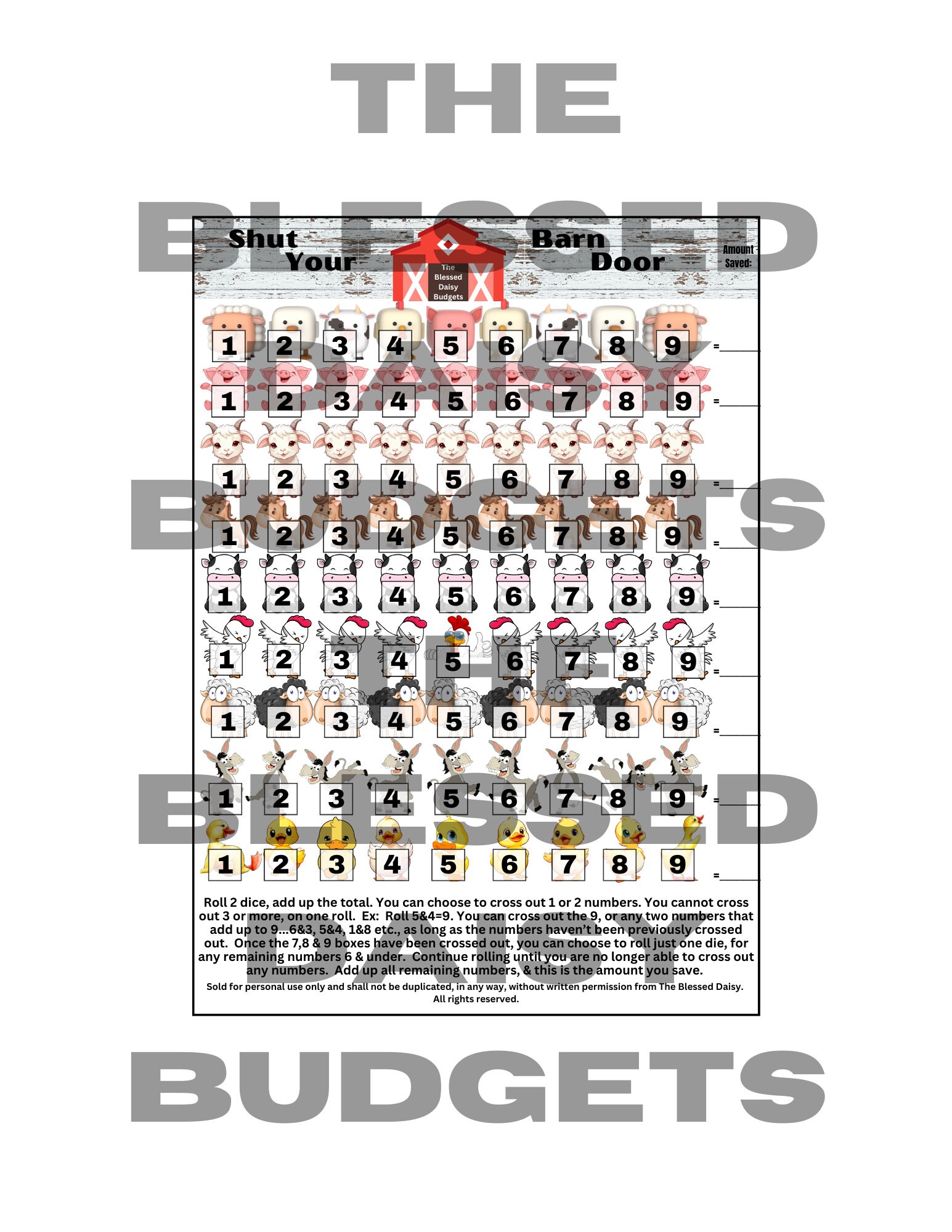 Shut the Box Savings | Savings Challenge Game | Shut Your Barn Door ...