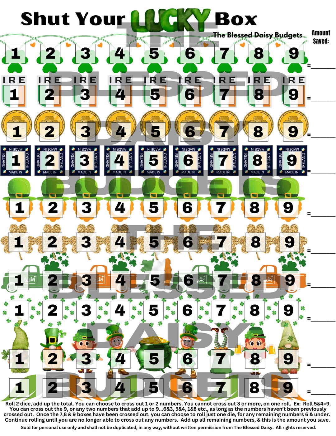 Shut the Box Savings | Savings Challenge Game | Shut Your Lucky Box ...