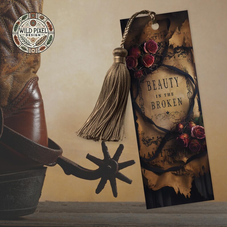 Gothic Cowboy Bookmarks Printable | Dark Western Rose Aesthetic | 2x6 ...