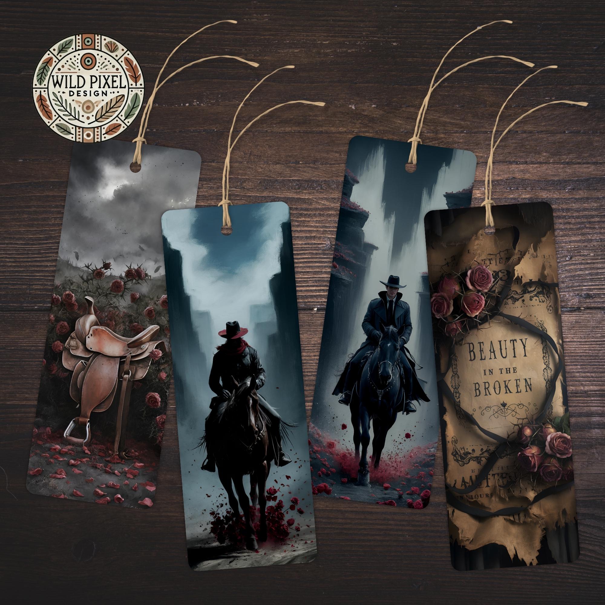 Gothic Cowboy Bookmarks Printable | Dark Western Rose Aesthetic | 2x6 ...