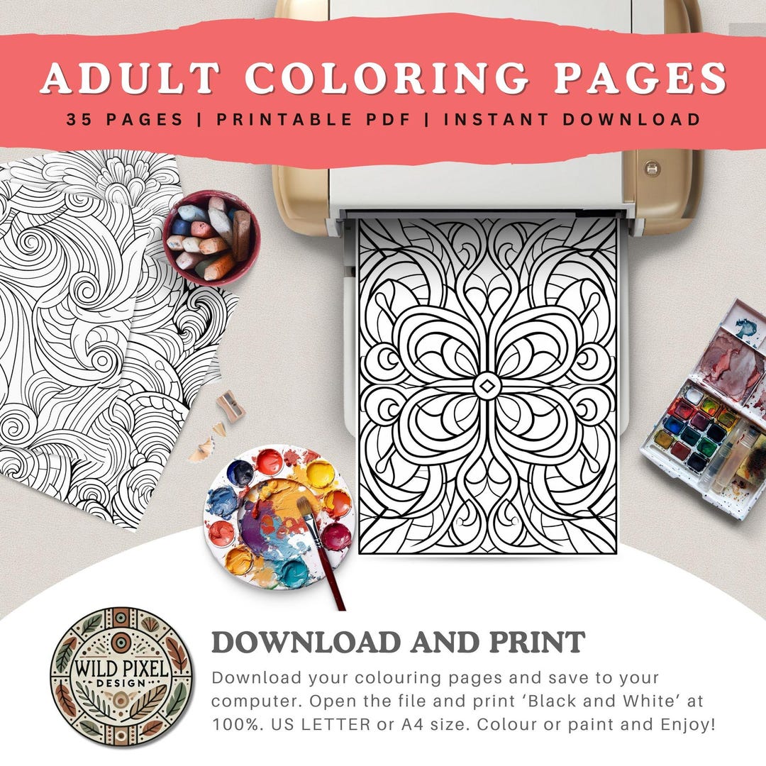 Adult Coloring Pages - Relaxing Patterns - Mindful Activity Pages | 35 ...