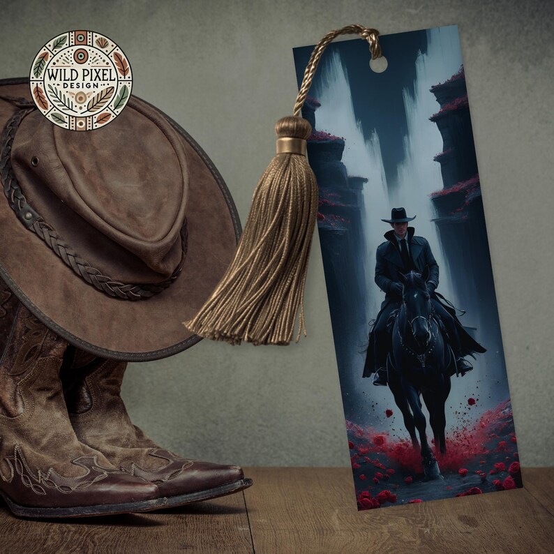 Gothic Cowboy Bookmarks Printable | Dark Western Rose Aesthetic | 2x6 ...