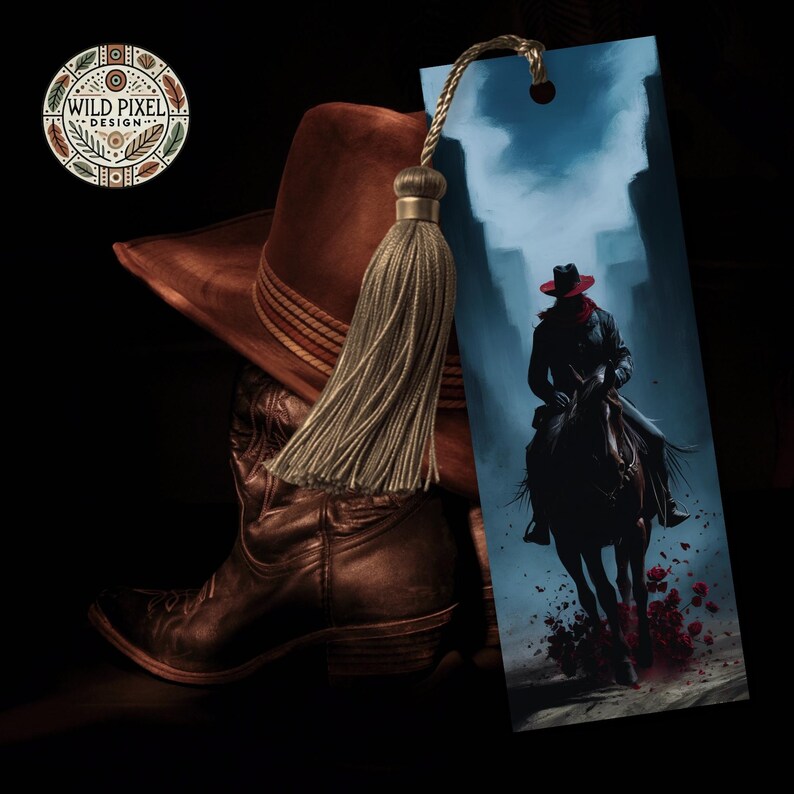 Gothic Cowboy Bookmarks Printable | Dark Western Rose Aesthetic | 2x6 ...