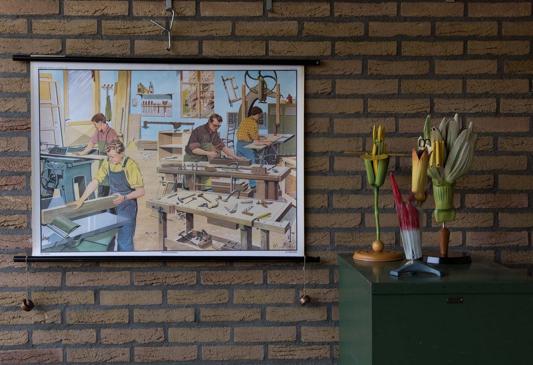 Vintage Pull Down Chart Carpenter Carpentry Workshop School Chart - Etsy